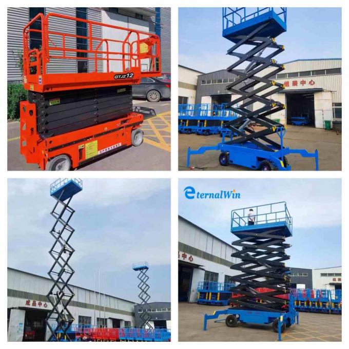 Electric Self Propelled Scissor Lift Red Scissor Lifter Platform 10m 12m
