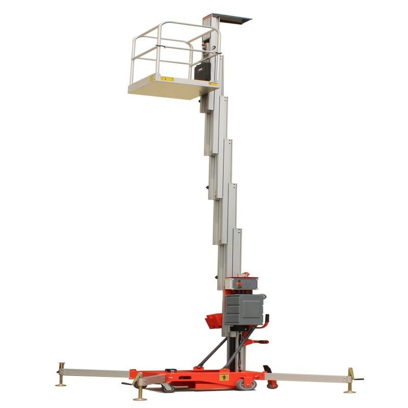 Single Mast Electric Lifting Platform Vertical Boom Lifter With AC DC ...