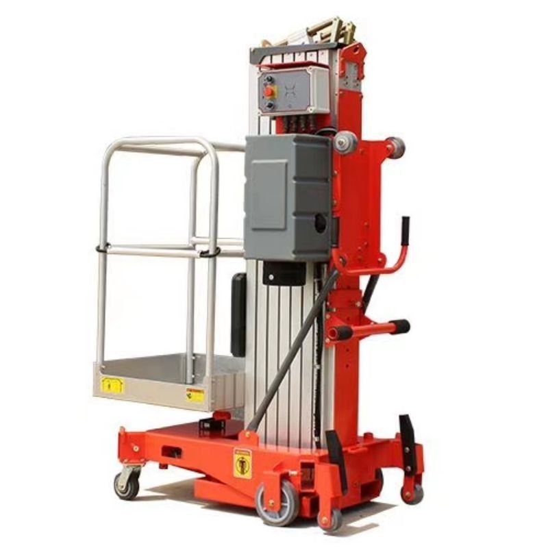 Single Mast Electric Lifting Platform Vertical Boom Lifter With AC DC ...