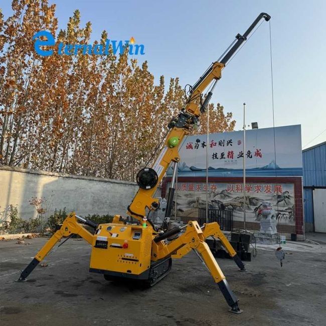 Yellow Color Engine Type 3ton Construction Mini Spider Crane With Fly Jib